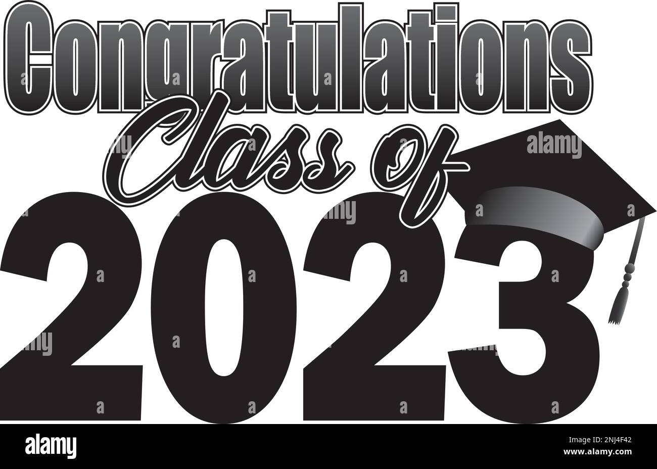 Congratulations Class of 2023 Graphic Logo Black and White Stock Vector ...