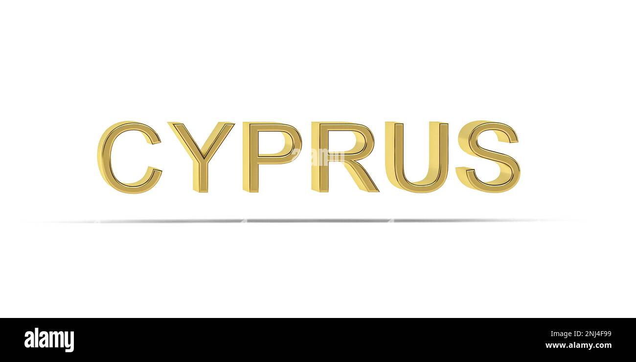 Golden 3D country inscription isolated on white background - 3D render ...