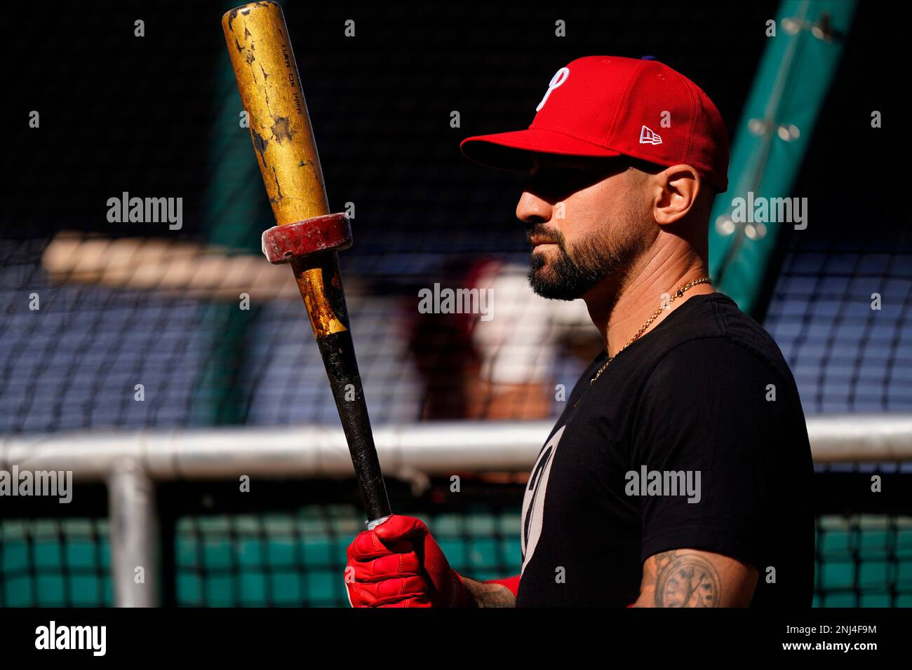 Philadelphia Phillies right fielder Nick Castellanos takes part in ...