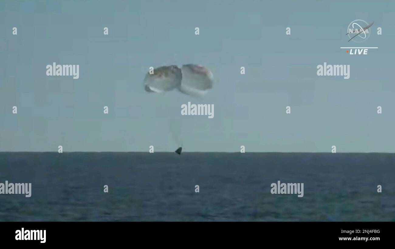 In this image from video made available by NASA, the SpaceX Crew Dragon ...