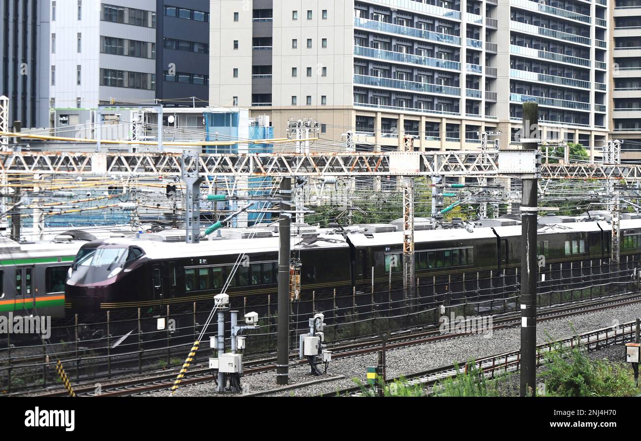 A commemorative train is operated to mark the 150th anniversary of the opening of railway in ...
