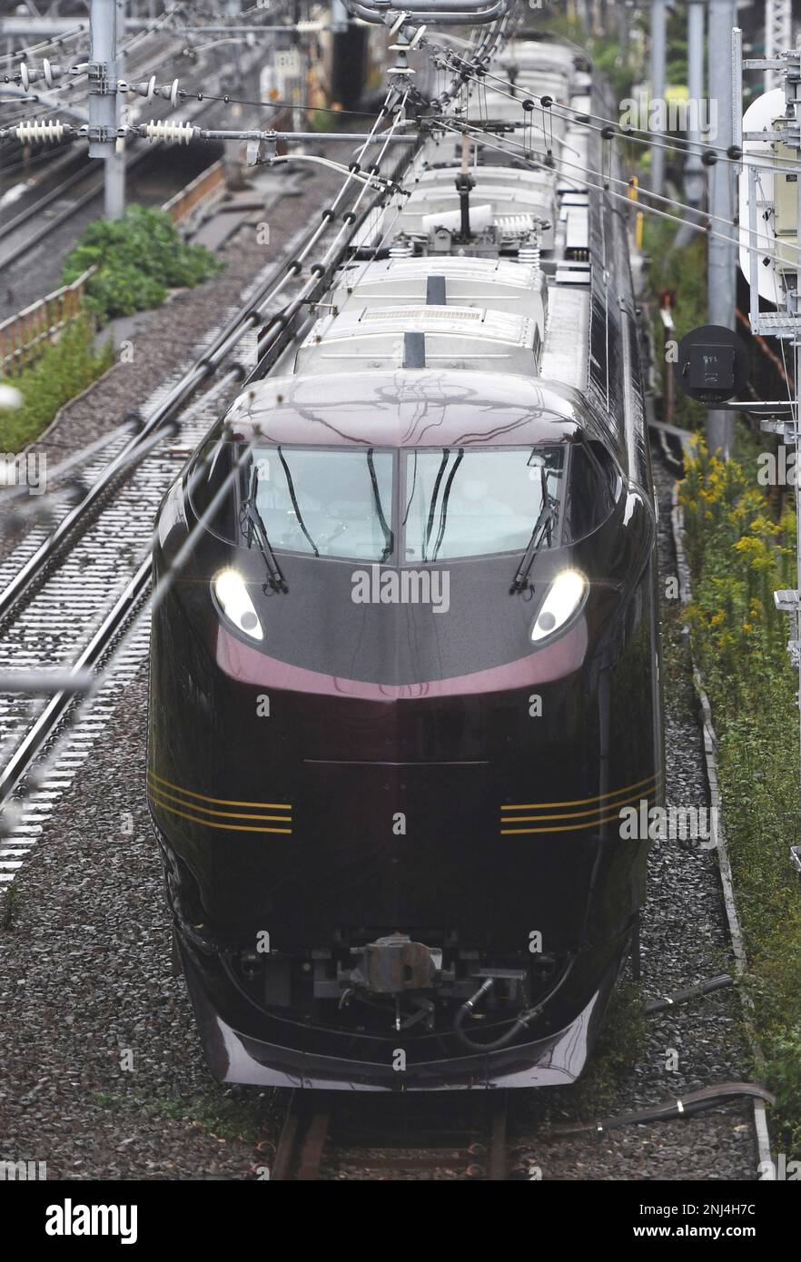 A commemorative train is operated to mark the 150th anniversary of the opening of railway in ...