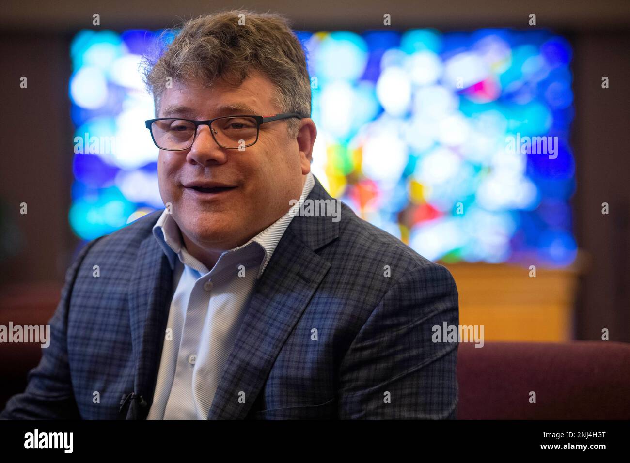 Sean Astin speaks to the media before an event for Bryan Health's ...