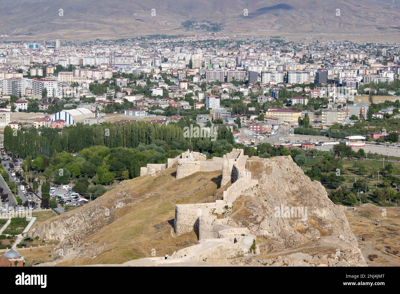 van province and van castle. aerial view of the city center from the ...