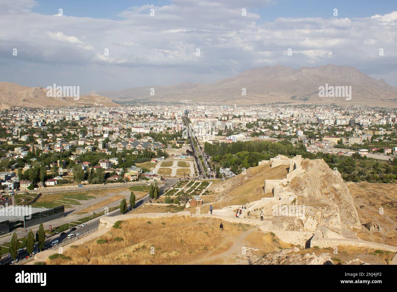 van province and van castle. aerial view of the city center from the ...