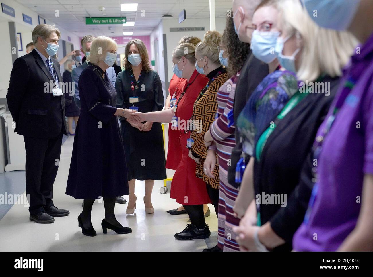 Camilla, the Queen Consort, meets members of staff during a visit to a ...