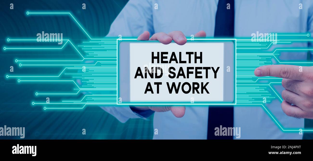 Text caption presenting Health And Safety At Work, Word Written on ...