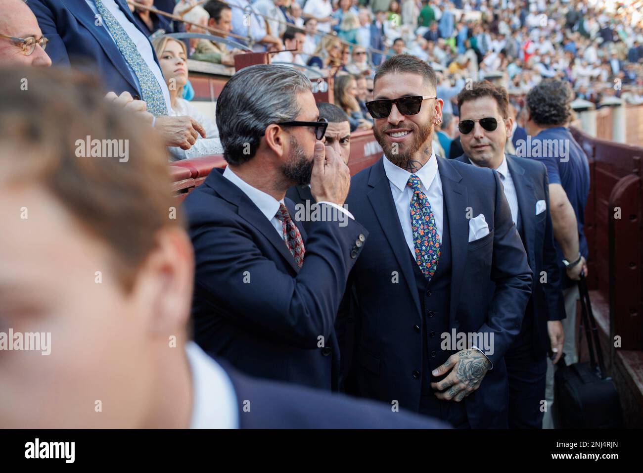 PSG footballer Sergio Ramos (2l) and his brother and agent, Rene Ramos ...