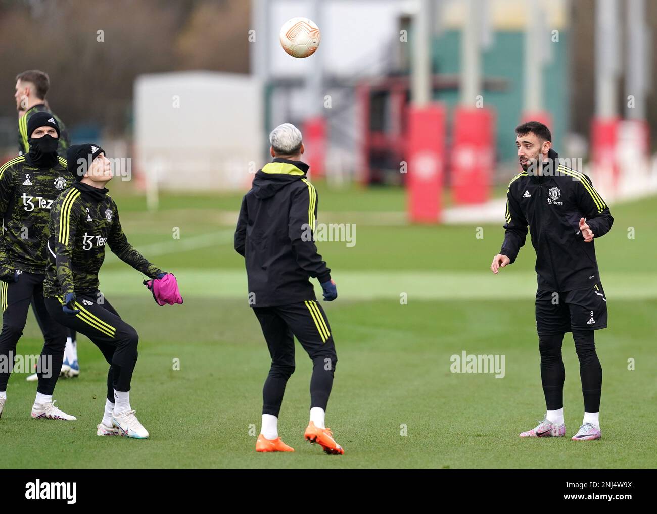 Manchester United's Alejandro Garnacho (left) and Bruno Fernandes ...