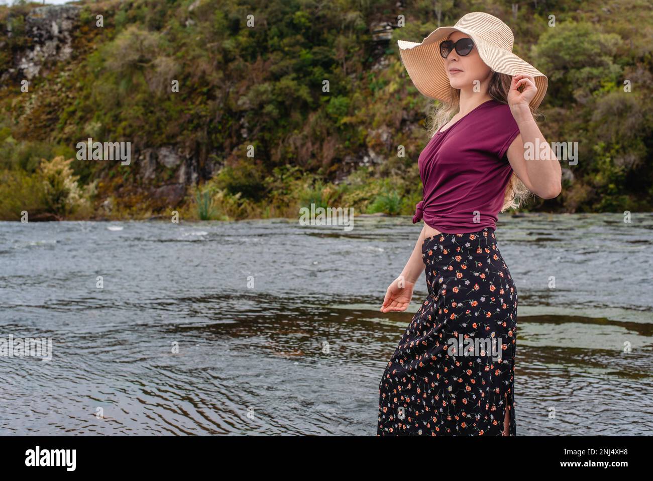 Beautiful side profile woman wearing hi-res stock photography and ...