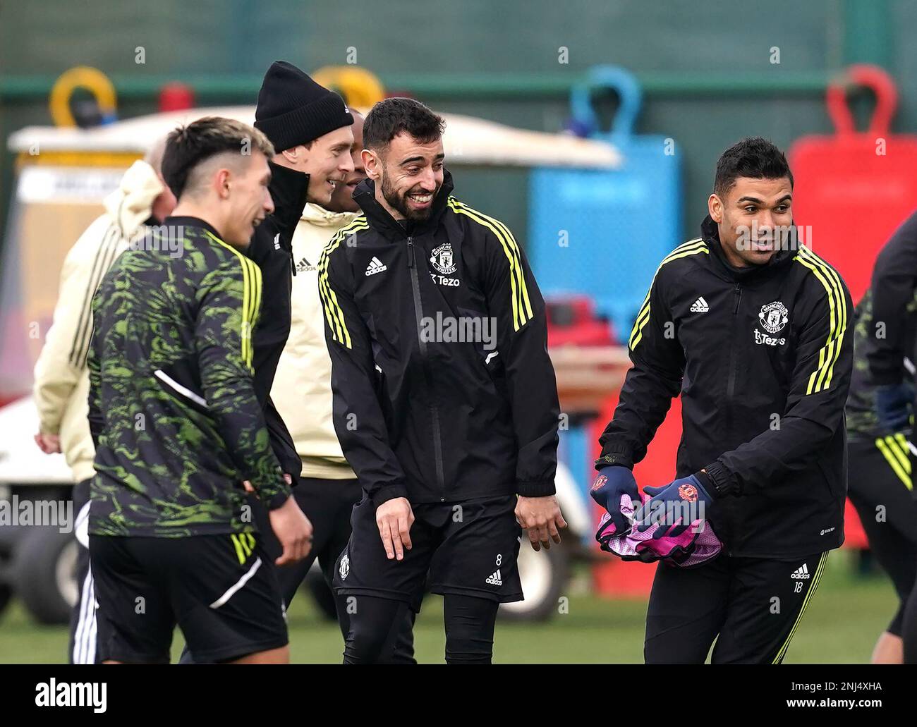Manchester United's Bruno Fernandes and Casemiro during a training ...