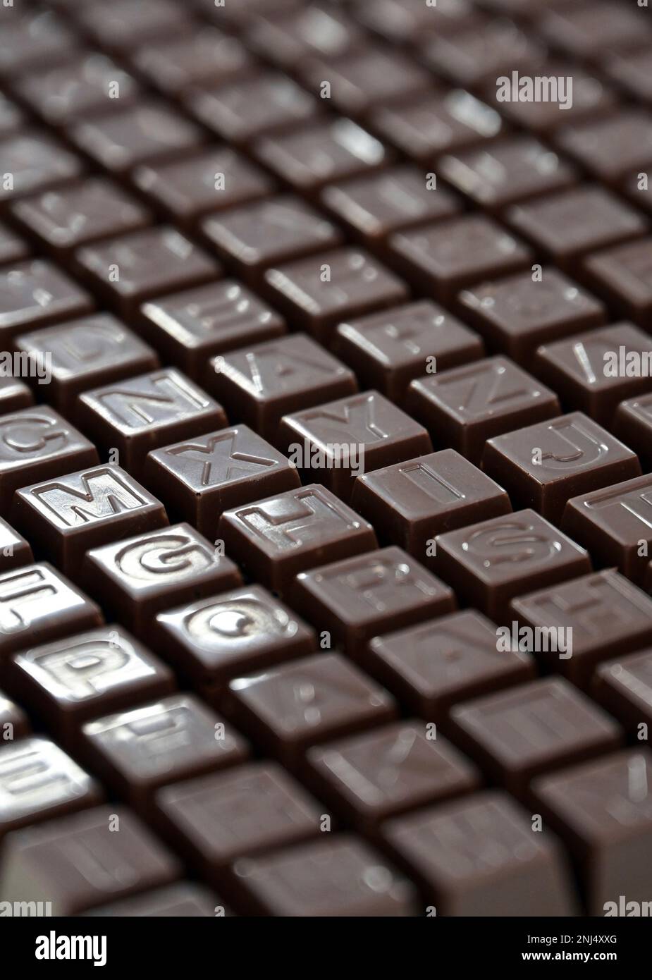 Chocolate cubes named Alphabet Chocolate are pictured at Seto Factory ...