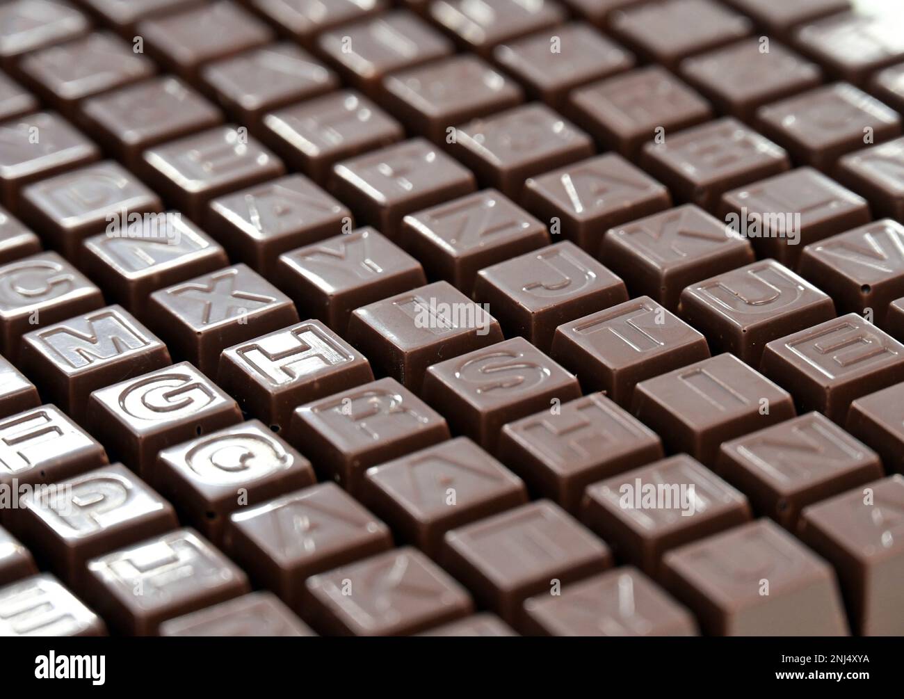 Chocolate cubes named Alphabet Chocolate are pictured at Seto Factory ...