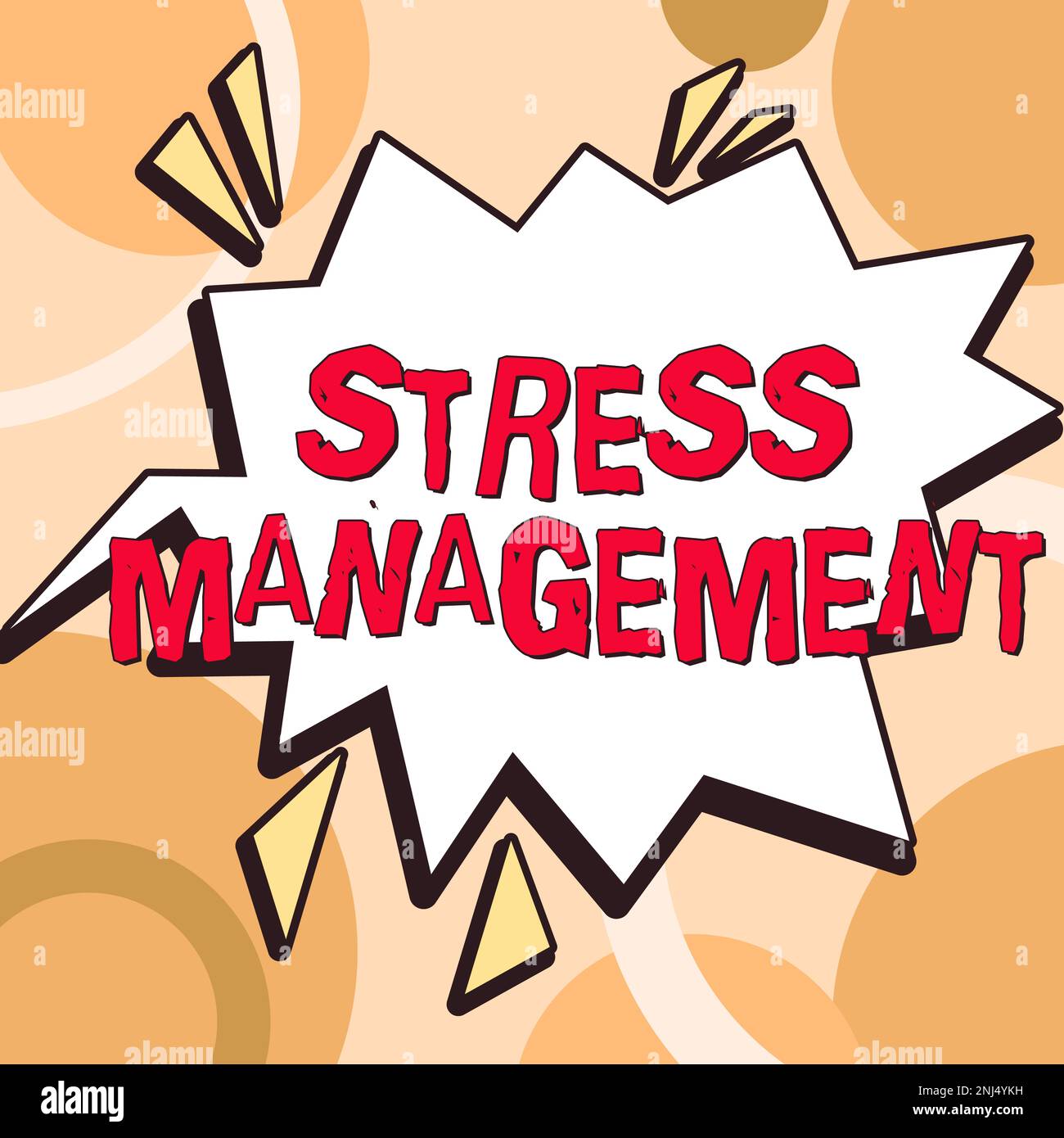 Text caption presenting Stress Management, Business approach learning ...