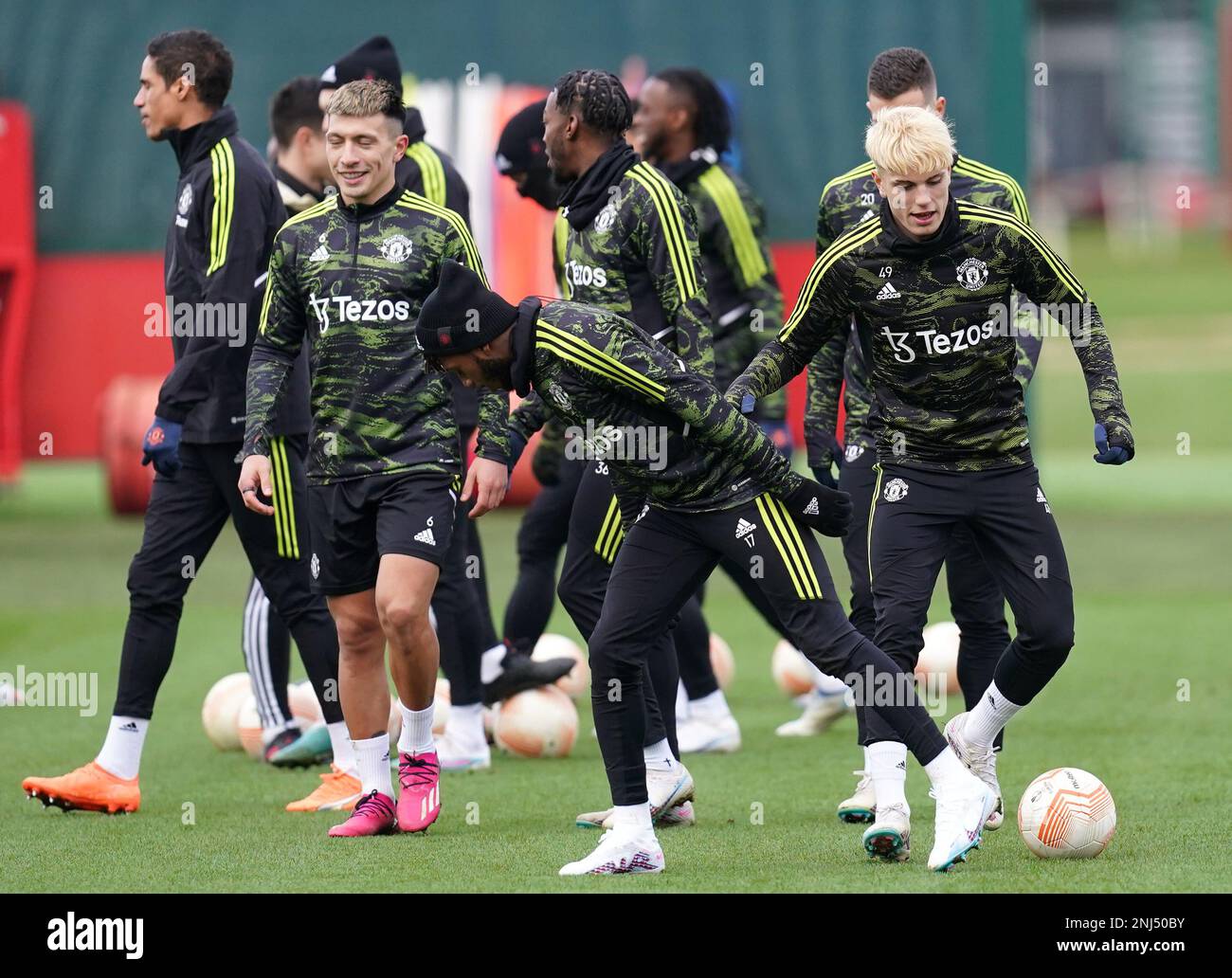 Manchester United's Fred and Alejandro Garnacho during a training ...