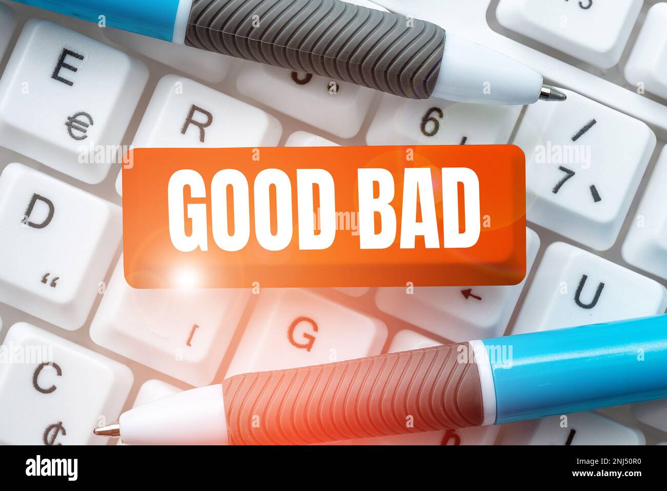 Conceptual display Good Bad. Word Written on to seem to be going to ...