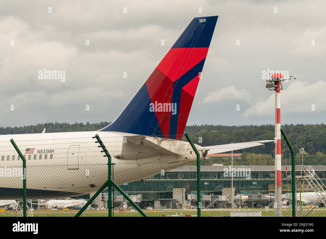 Zurich, Switzerland, September 27, 2022 Logo on the rudder of a Delta ...