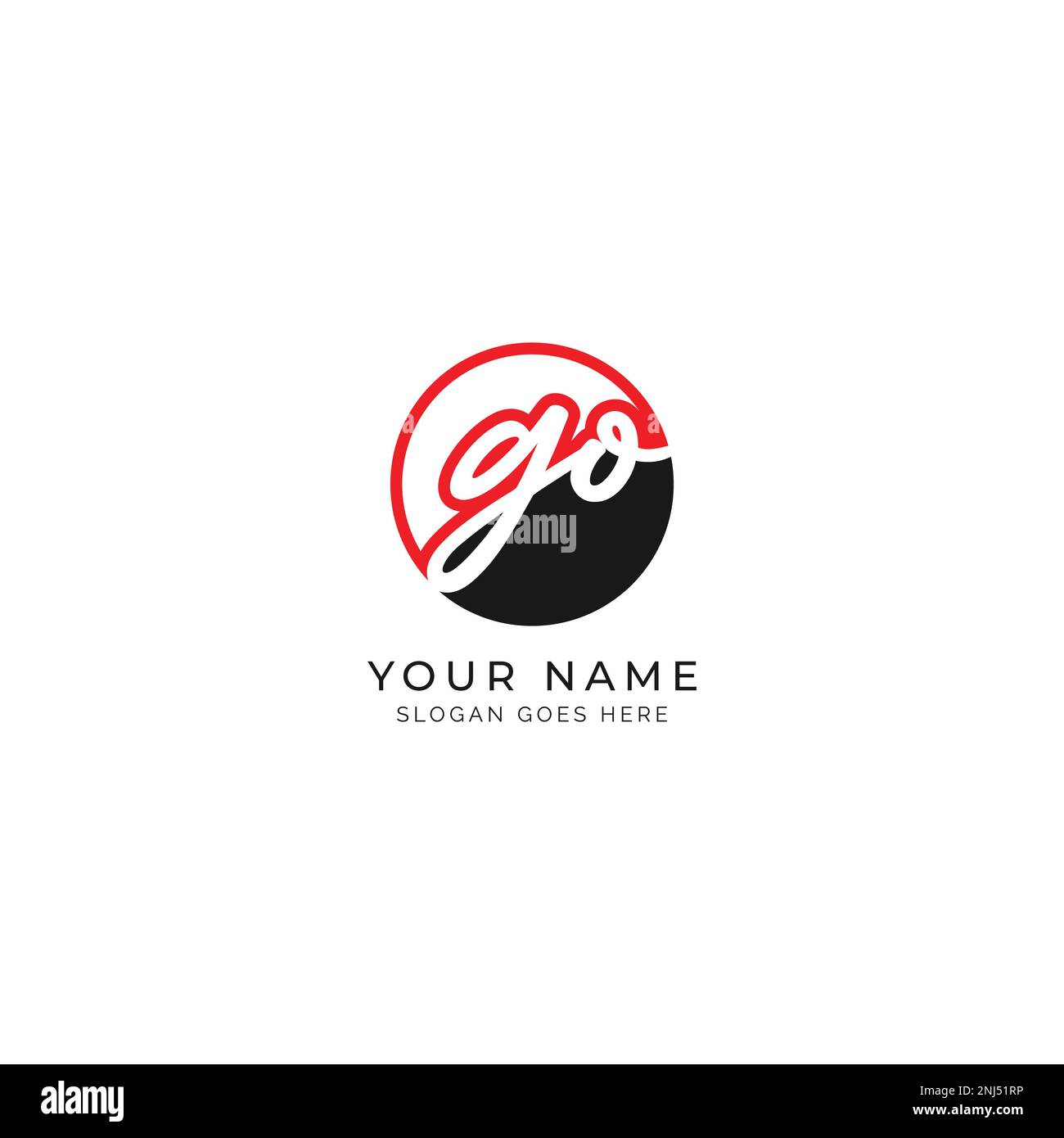 G, O, GO Initial letter handwritten and signature vector image template ...