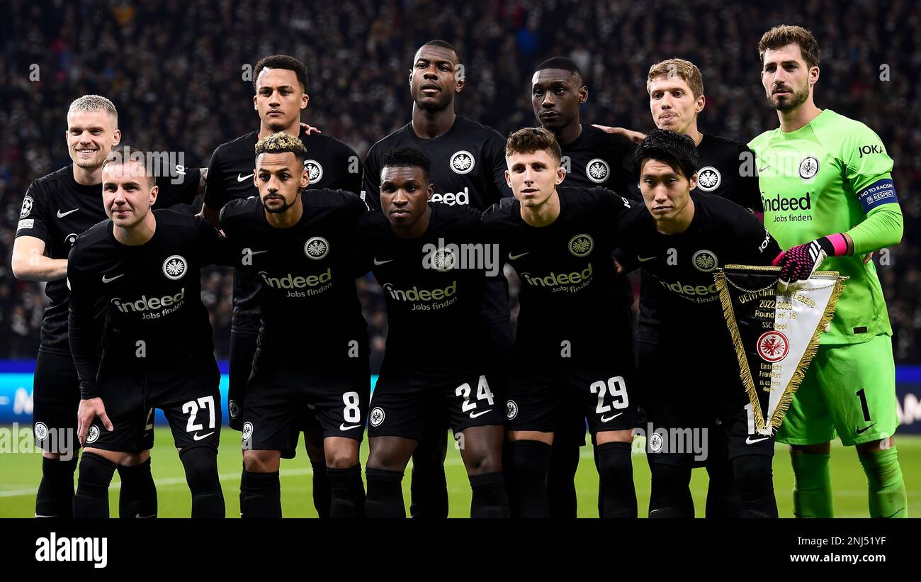 Frankfurt am Main, Germany. 21 February 2023. Players of Eintracht ...