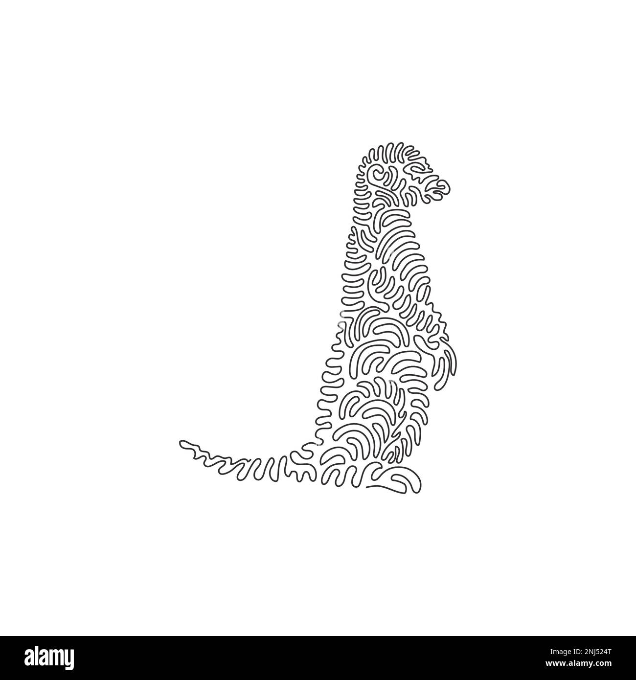 Single one line drawing of cute meerkat sitting abstract art ...