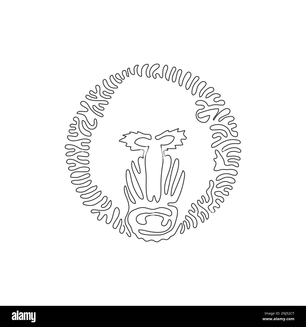 Single continuous line drawing of scary beast mandrill. Continuous line ... Single continuous line drawing of scary beast mandrill. Continuous line ...