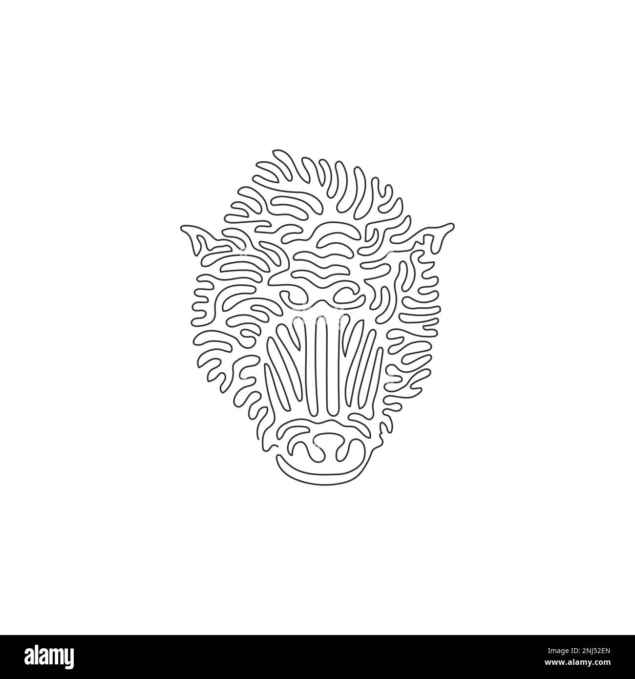 Single one line drawing of creepy mandrill abstract art. Continuous ...