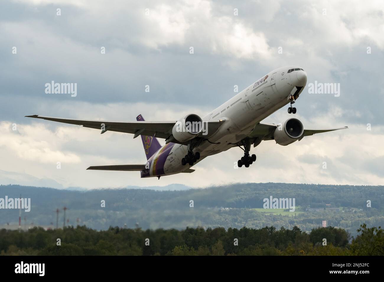 Zurich, Switzerland, September 27, 2022 Thai airways Boeing 777-3ALER ...