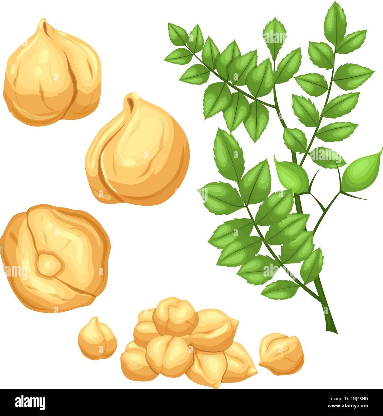 chickpeas food set cartoon vector illustration color sign Stock Vector ...