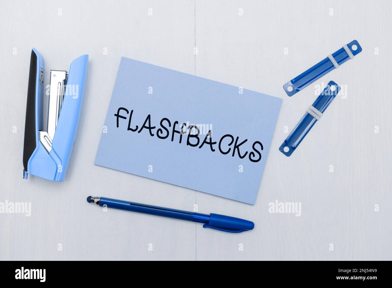 Hand writing sign Flashbacks, Word for interruption of chronological ...