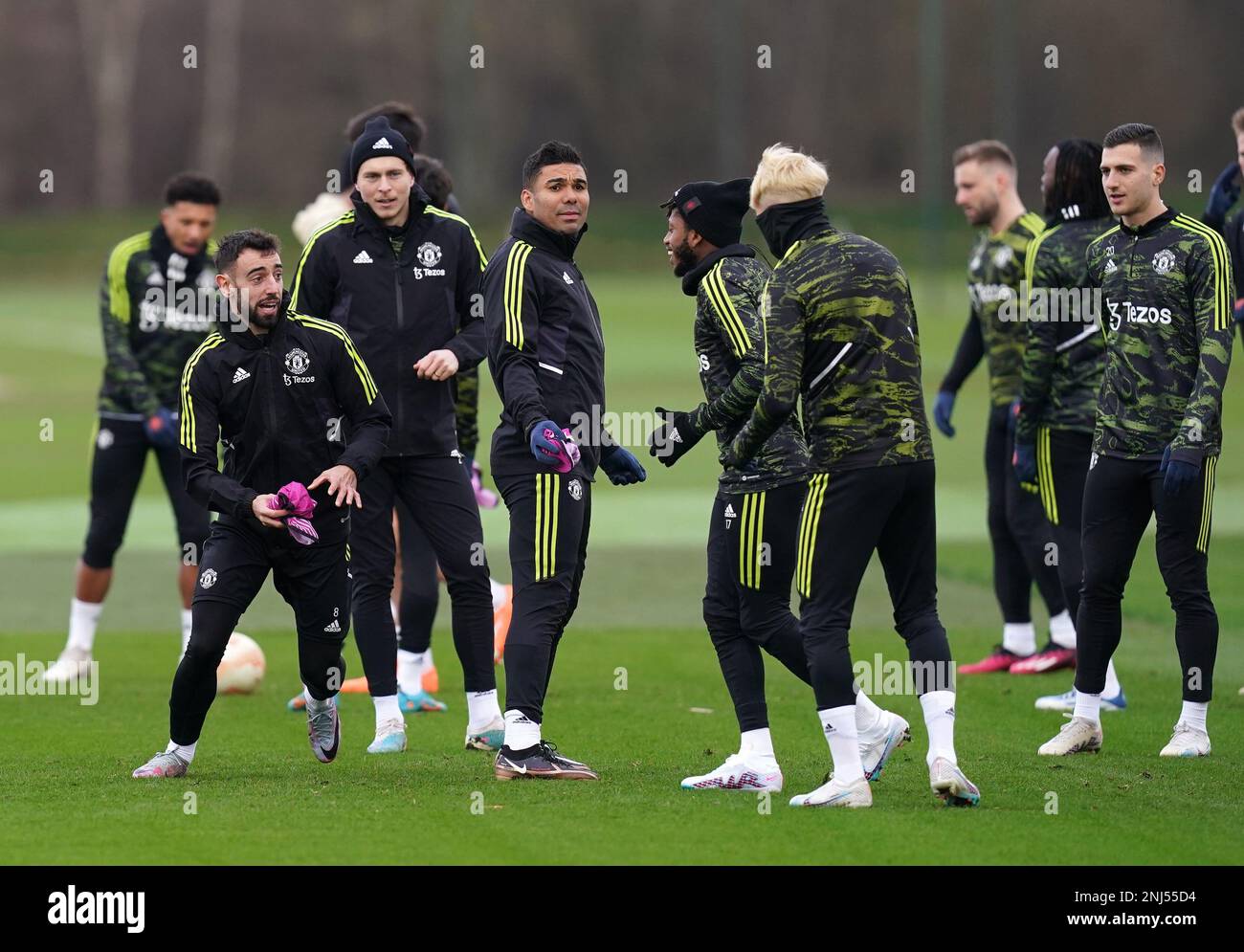 Manchester United's Bruno Fernandes (left) during a training session at ...