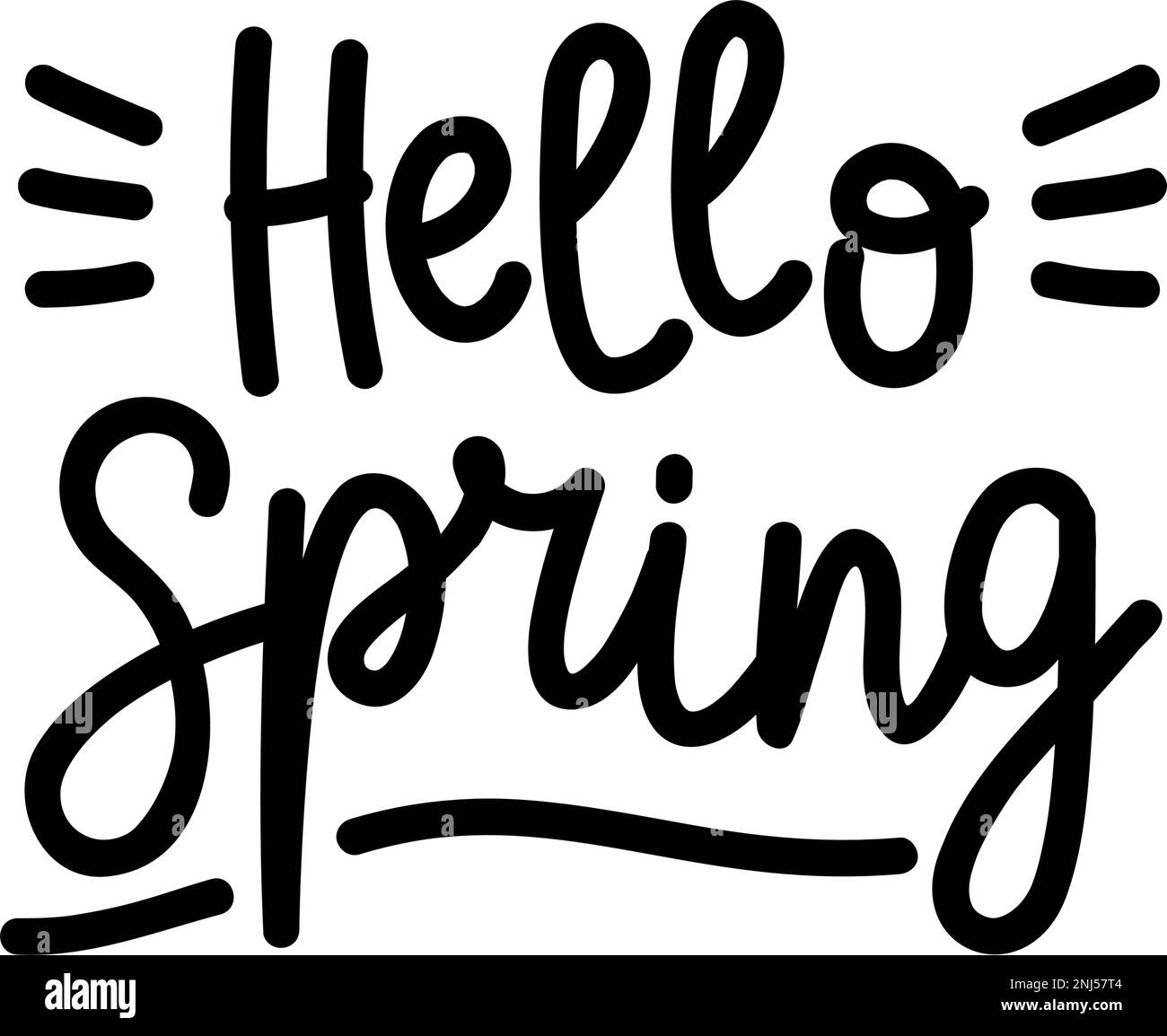 Hand drawn lettering Hello Spring isolated on white background, vector ...