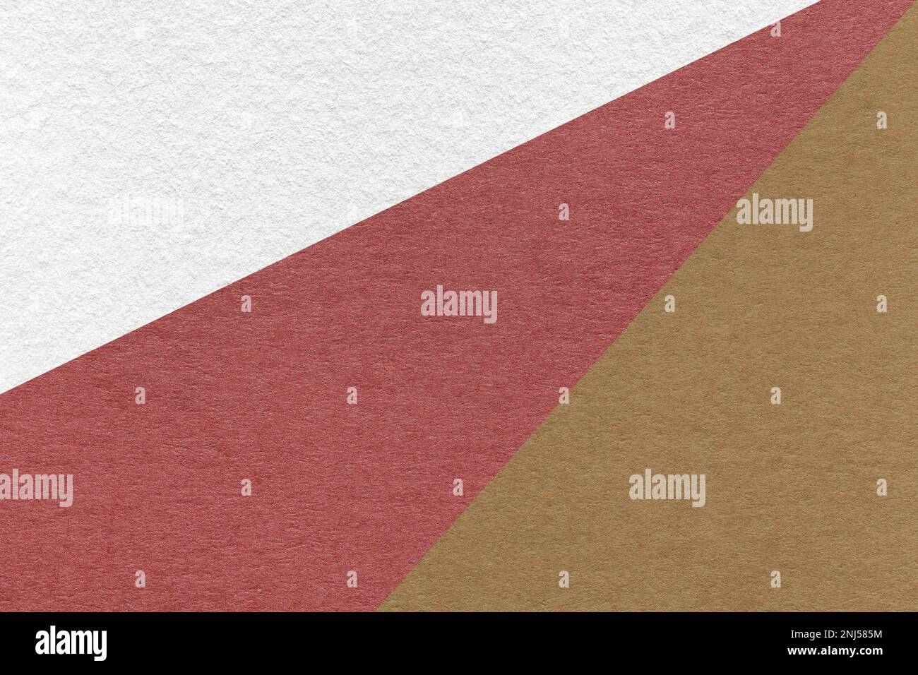 Texture of old craft white, red and brown color paper background, macro ...