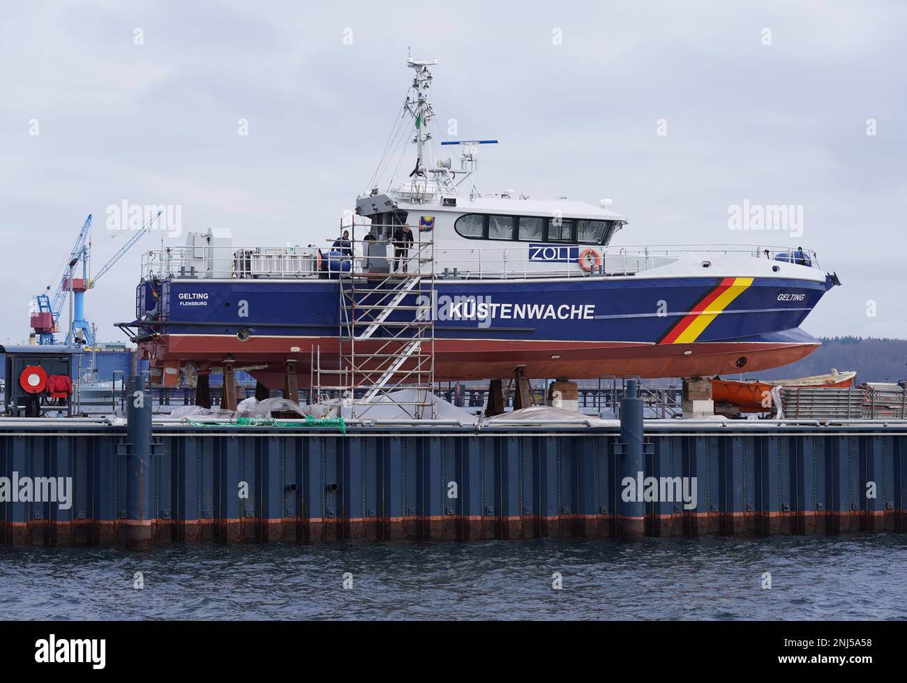 22 February 2023, Schleswig-Holstein, Kiel: The coast guard ship ...