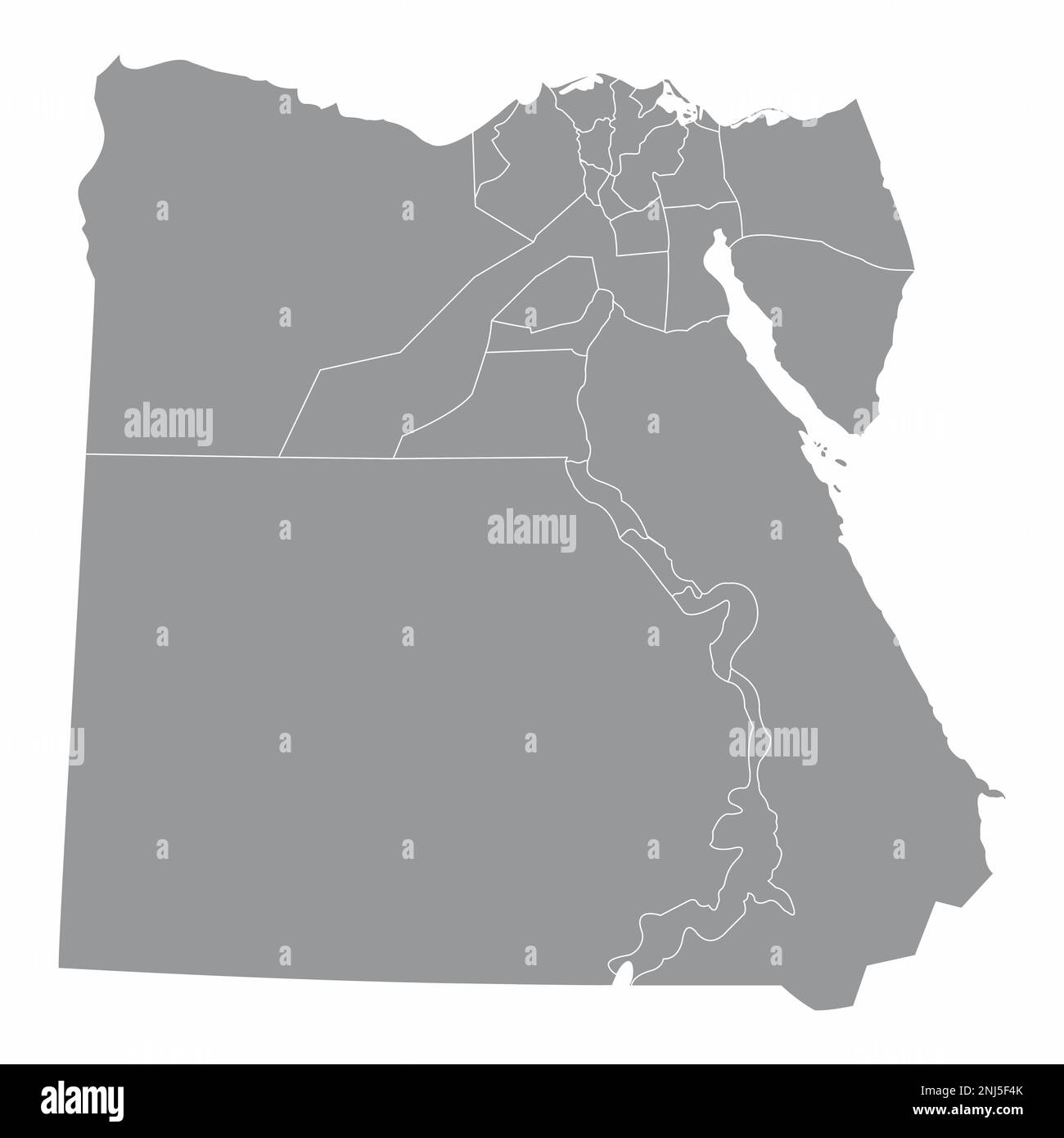 Egypt administrative map isolated on white background Stock Vector ...