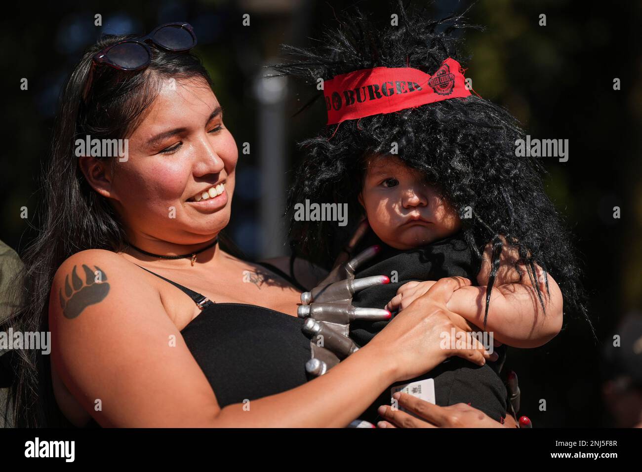 Cheyenne Bouchie holds her 9-month-old son Rambo Danger Bouchie during ...