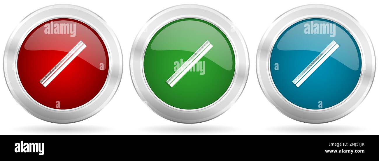 Ruler, tool, measurement, equipment, education, school vector icon set ...