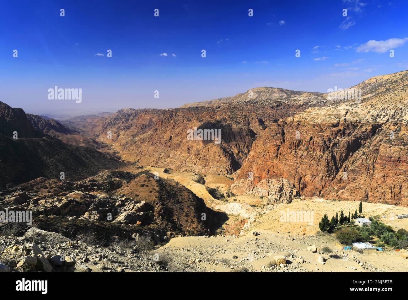 View through the Dana Biosphere Reserve, Wadi Dana, south-central ...