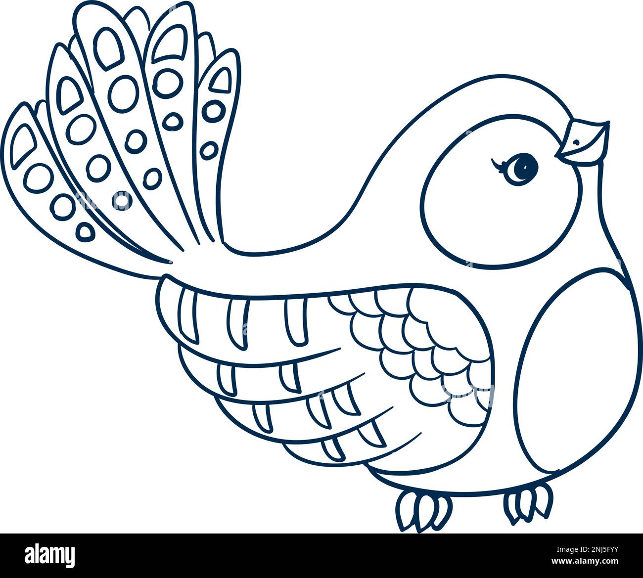 Little bird in cartoon style, hand drawing, Sketch doodle monochrome ...