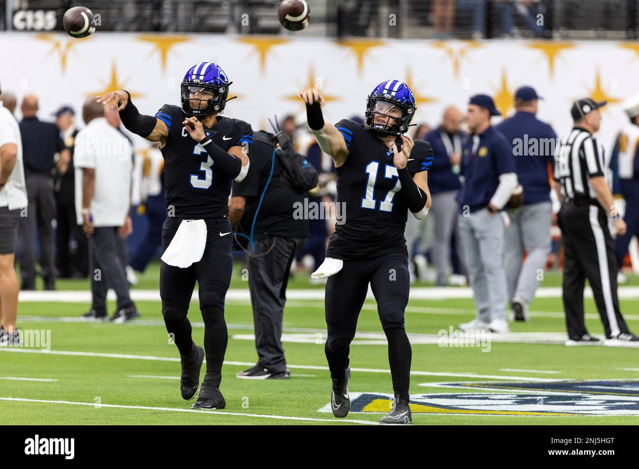 October 08, 2022: BYU quarterback Jaren Hall (3) and BYU quarterback ...