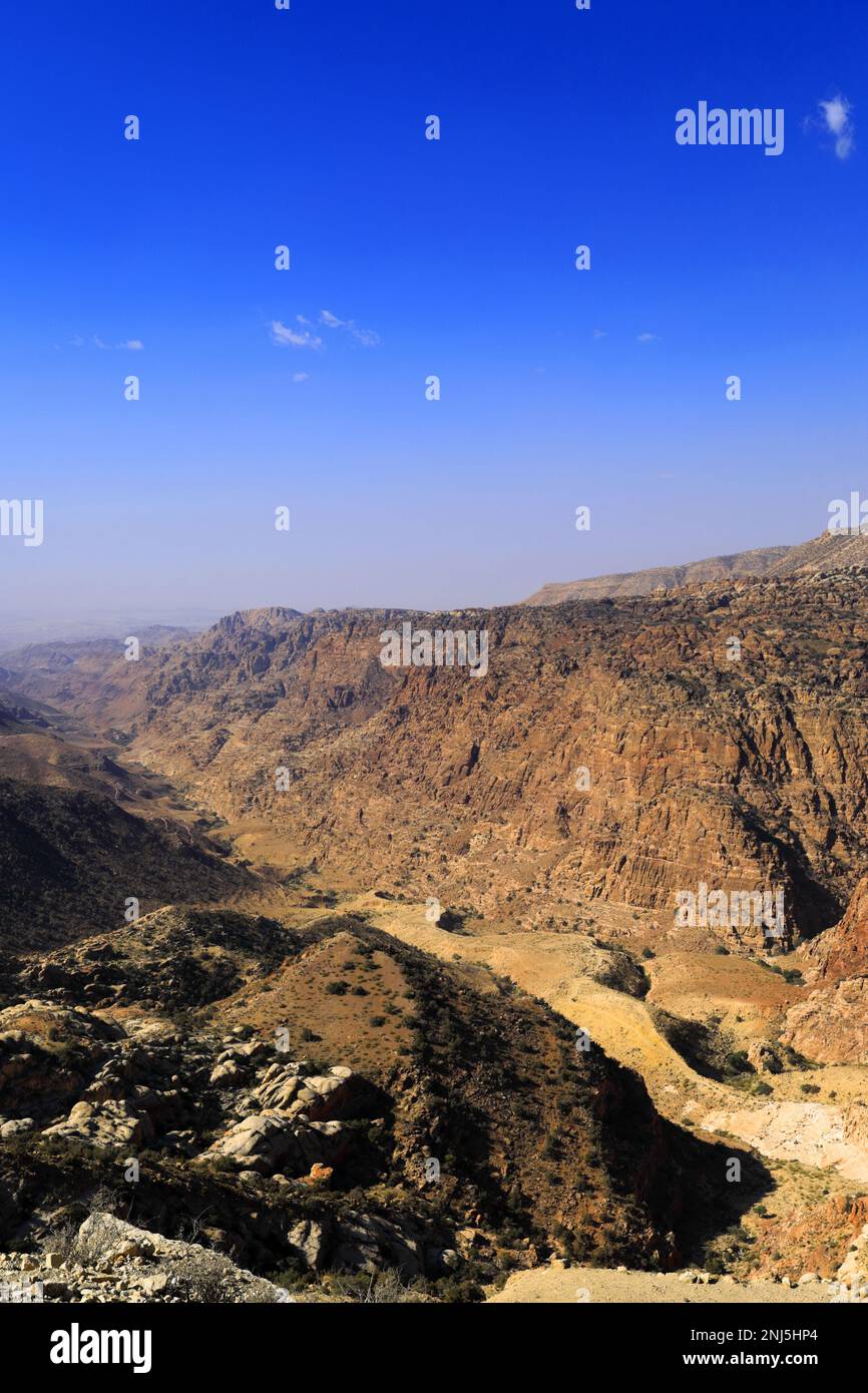 View through the Dana Biosphere Reserve, Wadi Dana, south-central ...