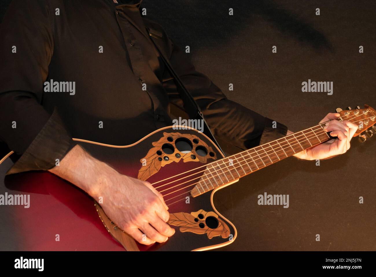 Vaduz, Liechtenstein, January 13, 2023 Artist is performing with an ...