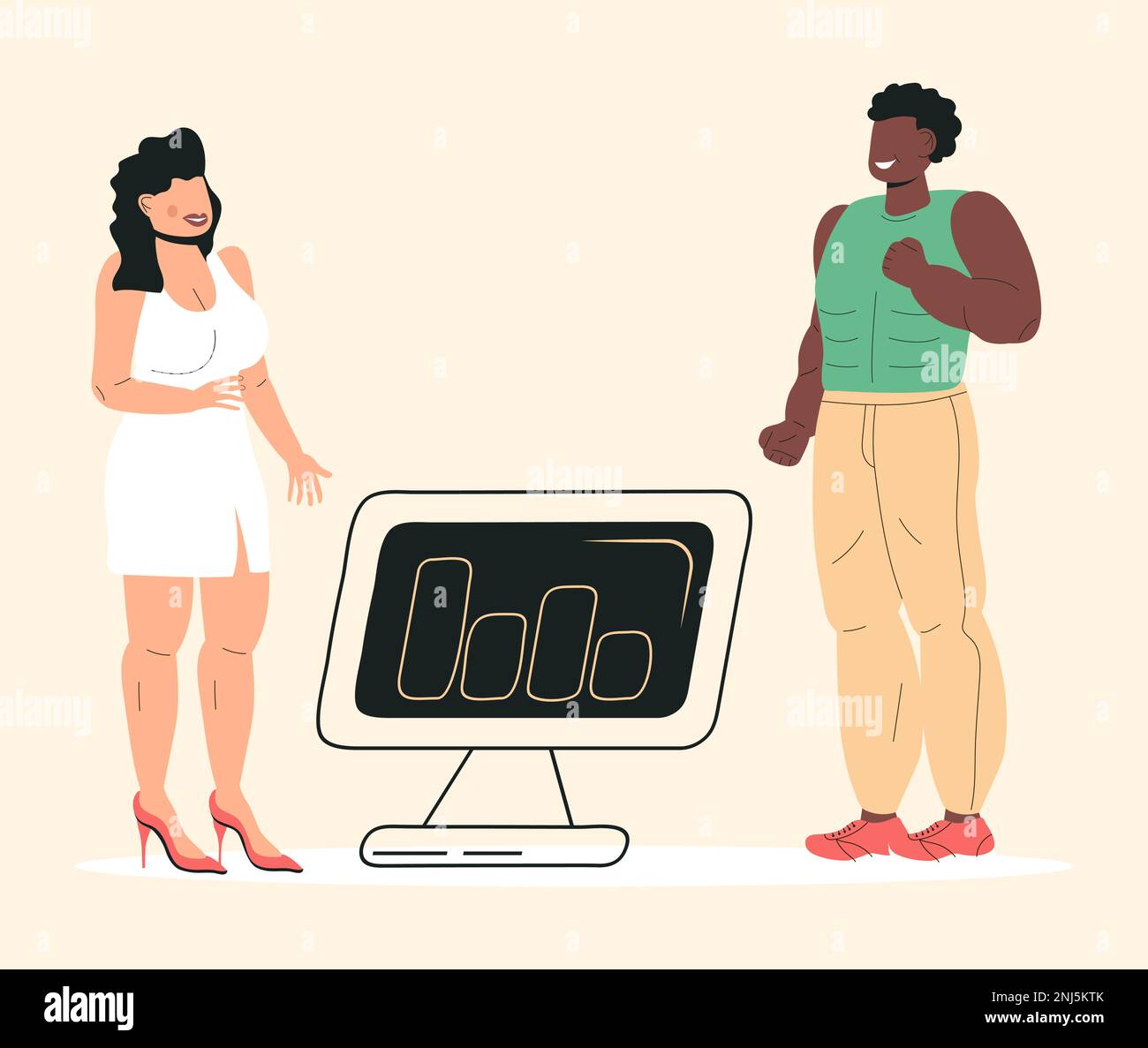 Employee with research analytics and statistic. Managers with report ...