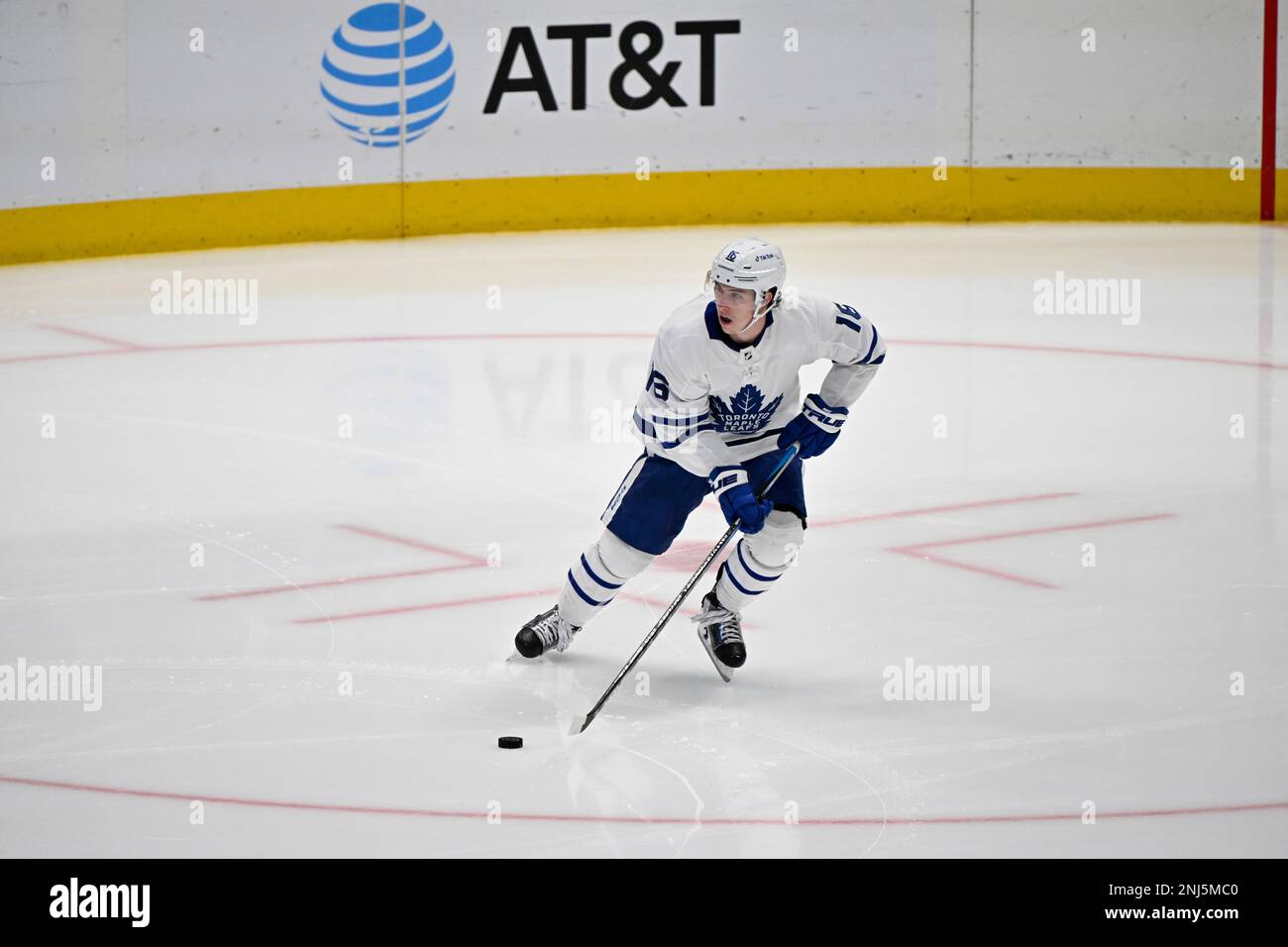 Toronto Maple Leafs right winger Mitchell Marner (16) skates with the ...