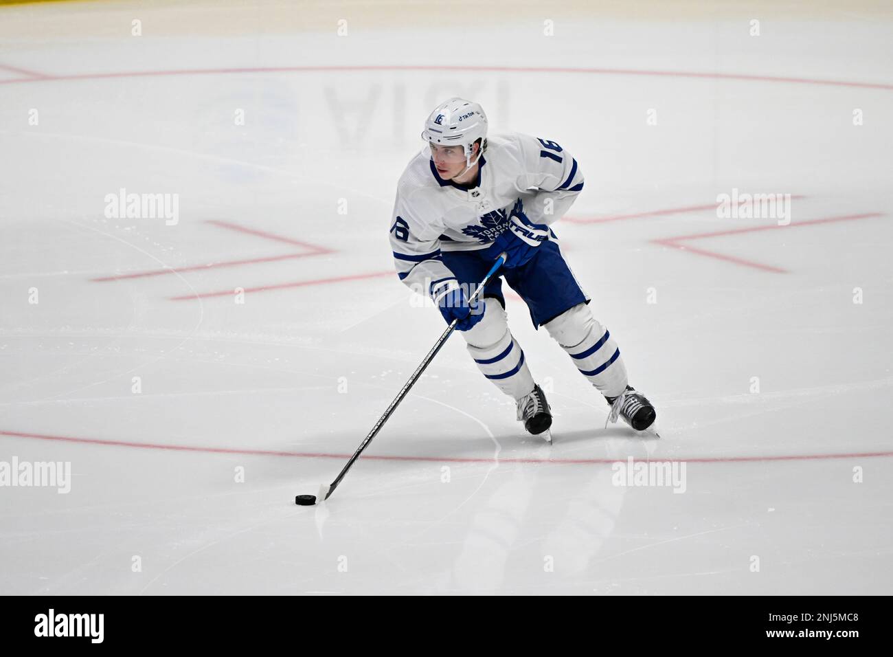 Toronto Maple Leafs right winger Mitchell Marner (16) skates with the ...