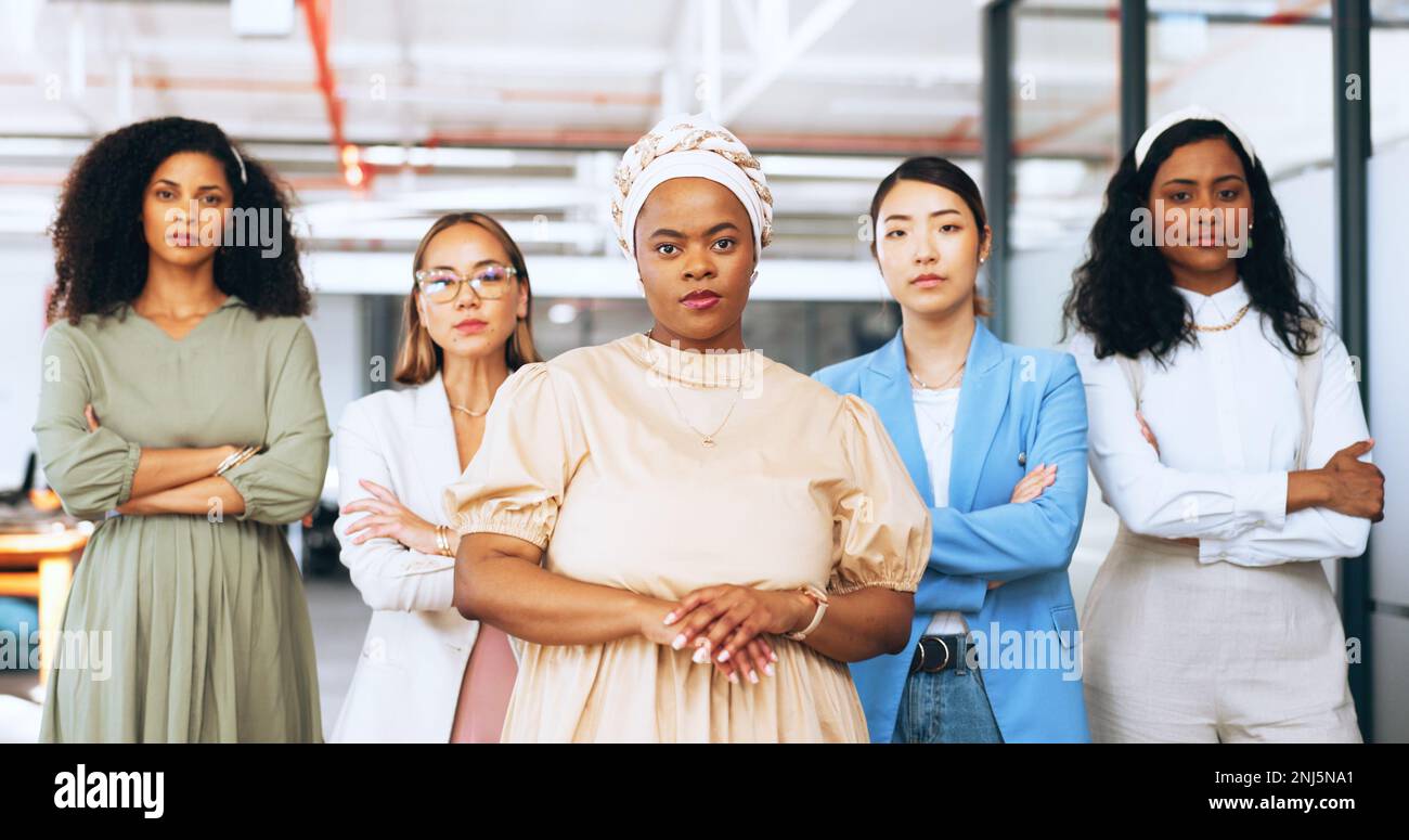 Business women empowerment, portrait and team diversity for ...