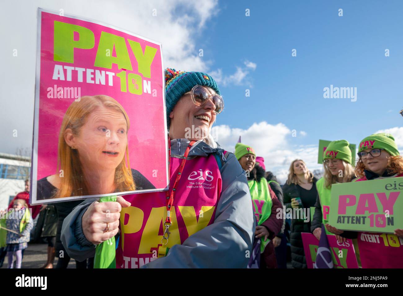 Teachers from the Educational Institute of Scotland (EIS) union take ...