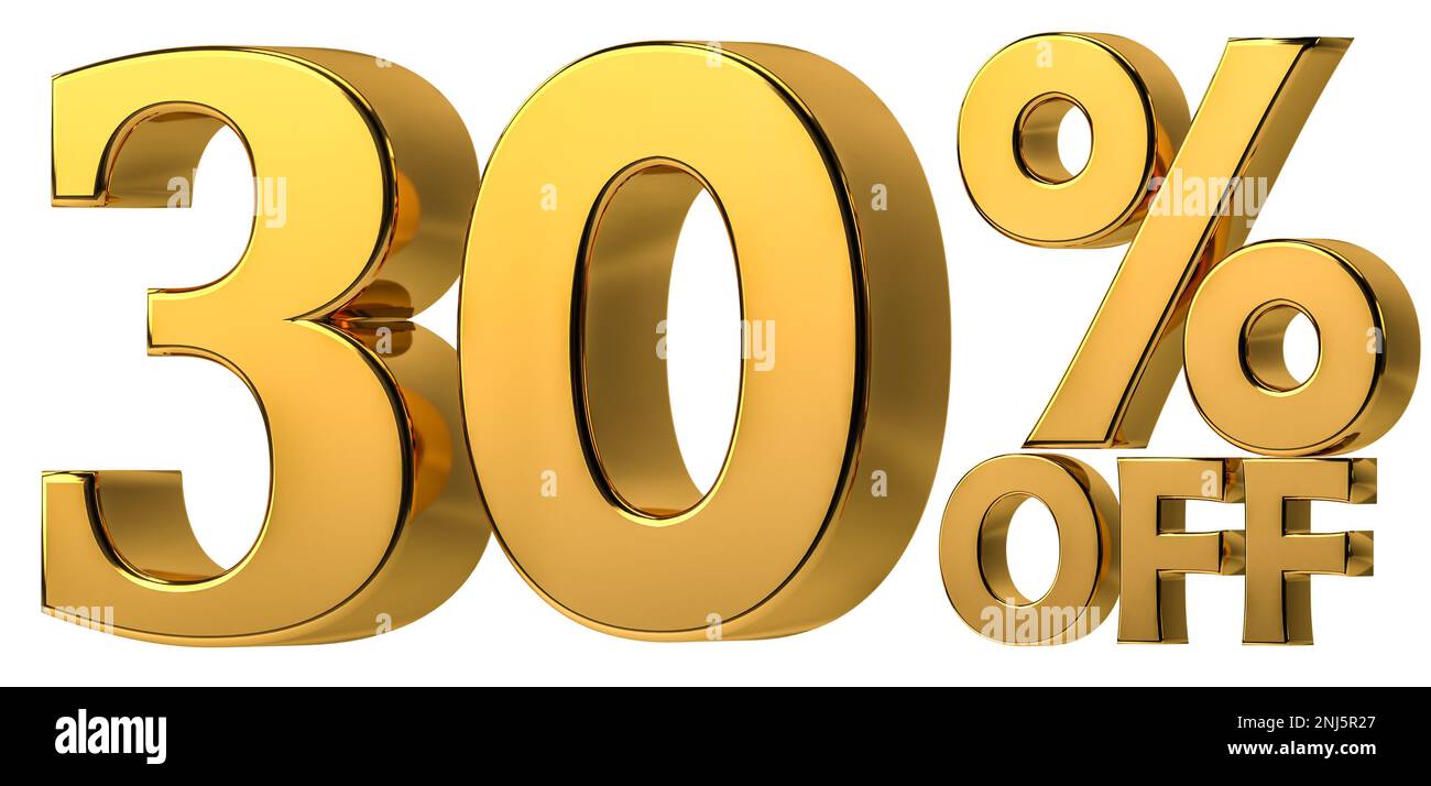 3d golden 30% off discount isolated on transparent background for sale ...