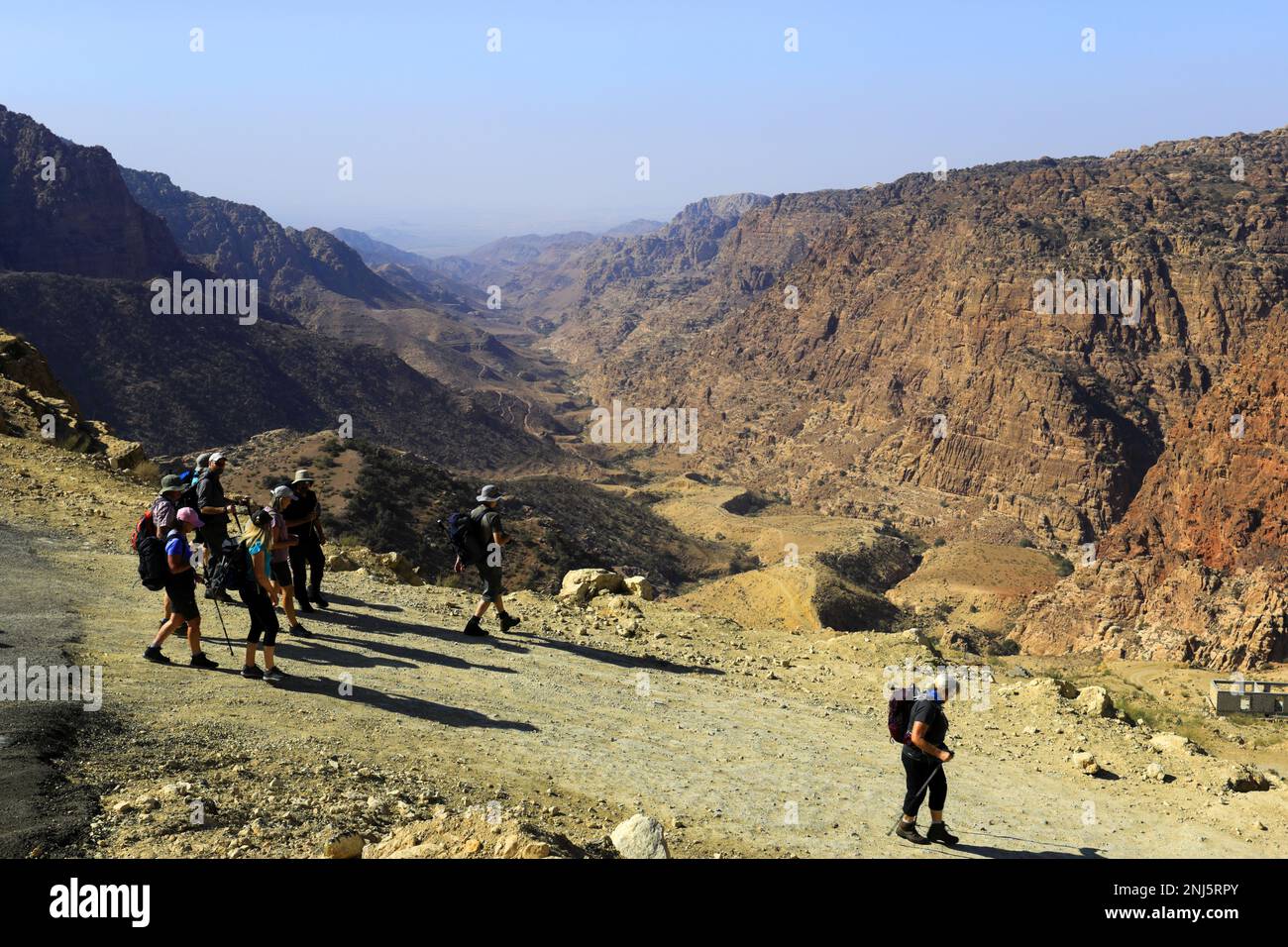 Walkers in the Dana Biosphere Reserve, Wadi Dana, south-central Jordan ...