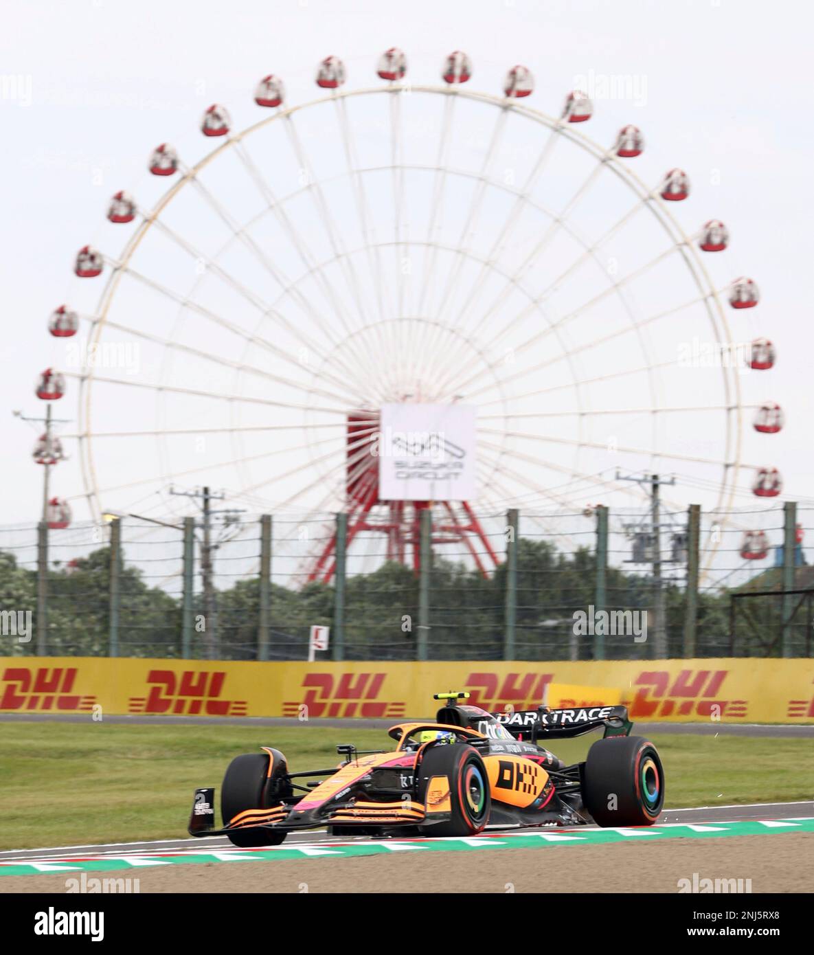 Lando Norris of McLaren steers his machine during the qualfing race of ...