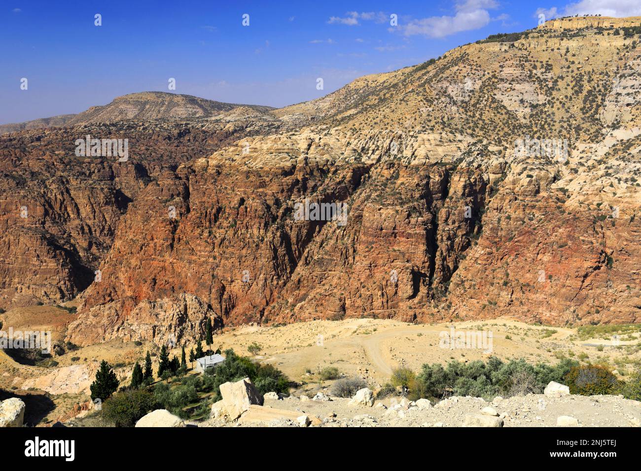 View through the Dana Biosphere Reserve, Wadi Dana, south-central ...